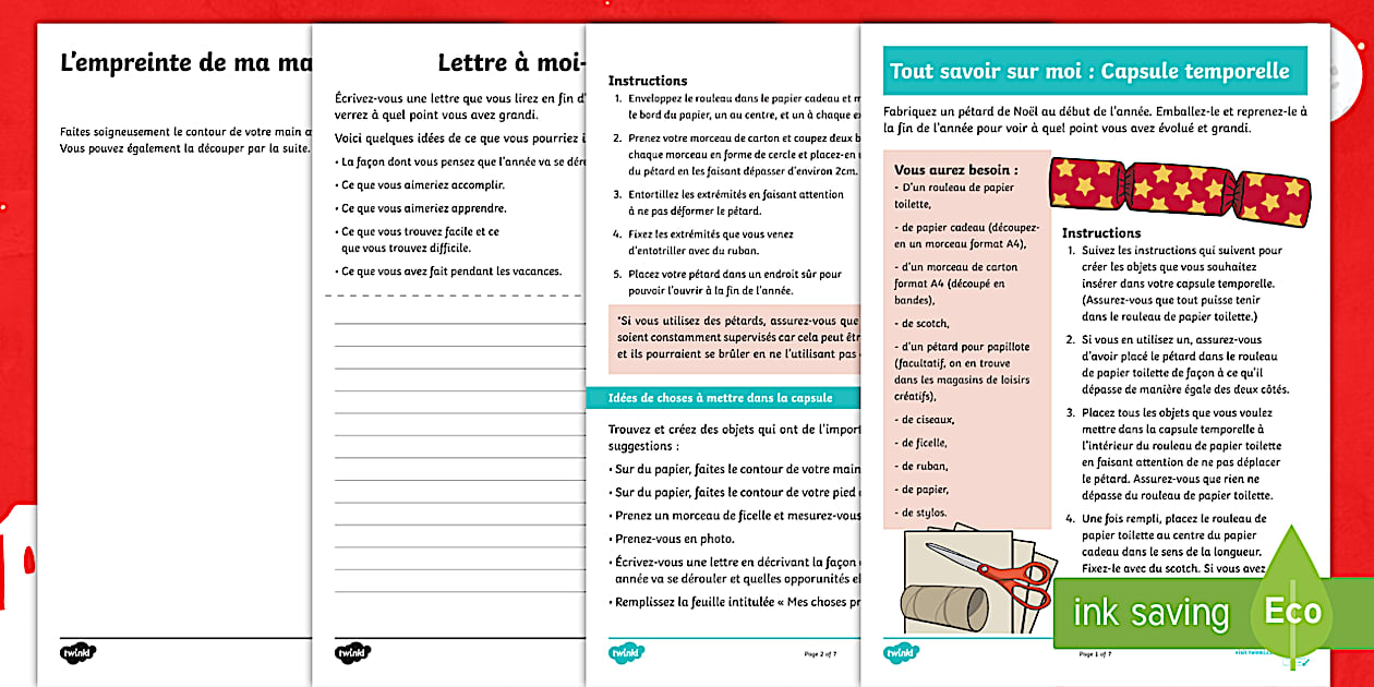 Travaux manuels : Tout savoir sur moi - Capsule temporelle