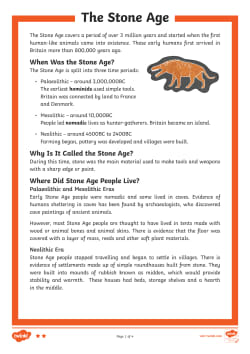 Stone Age Guided Reading for KS2 – Primary Resource