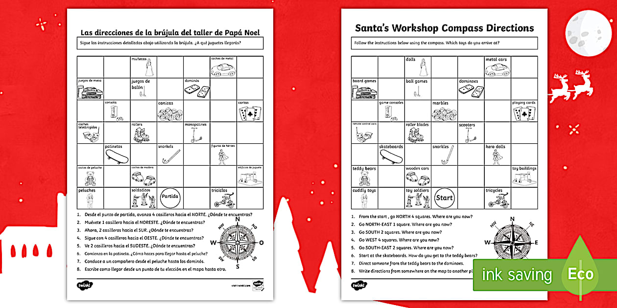Christmas Compass Activity English/Spanish (teacher made)