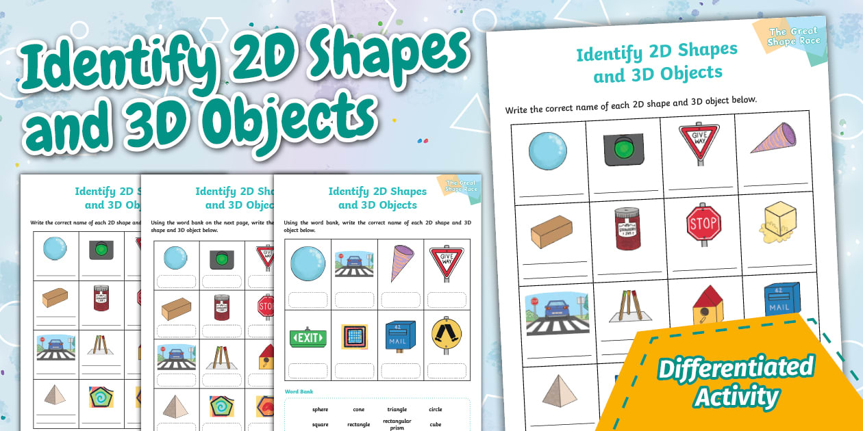 Great Shape Race Identify 2D Shapes and 3D Objects Activity