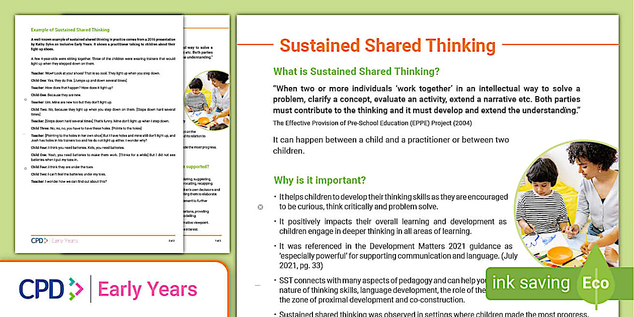 Sustained Shared Thinking Handout CPD - EYFS (teacher made)
