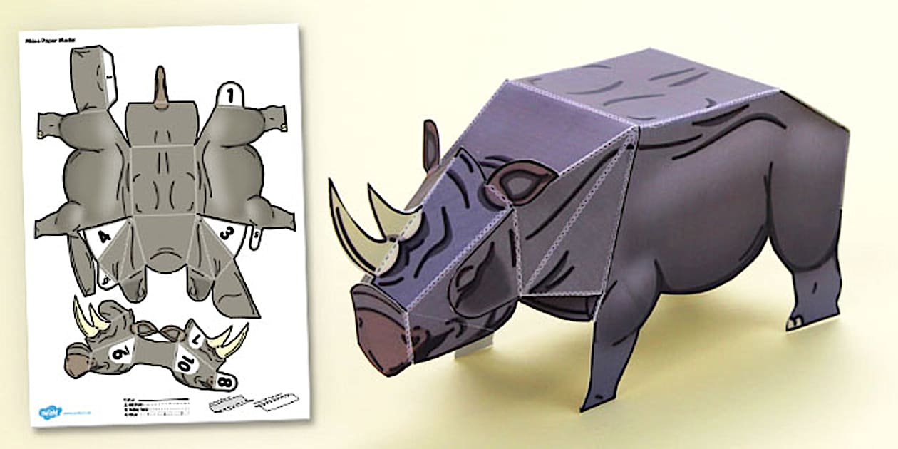 3D Rhino Paper Model Activity | Teacher-made Rhino Craft