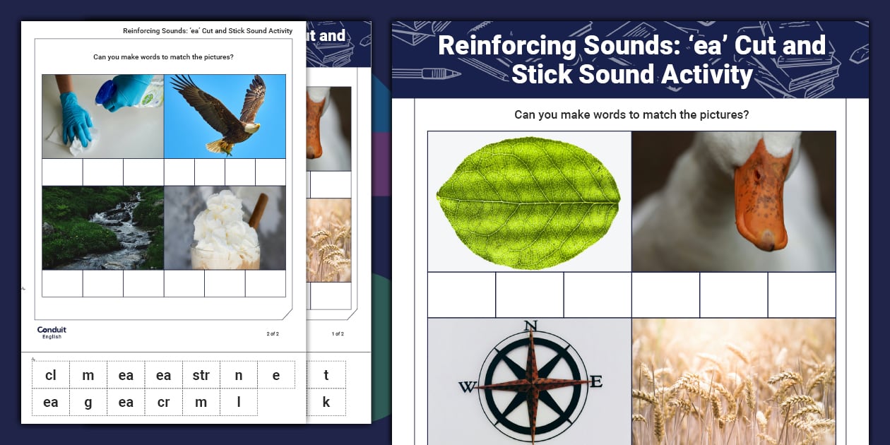 Reinforcing Sounds: 'ea' Cut and Stick Activity - Twinkl
