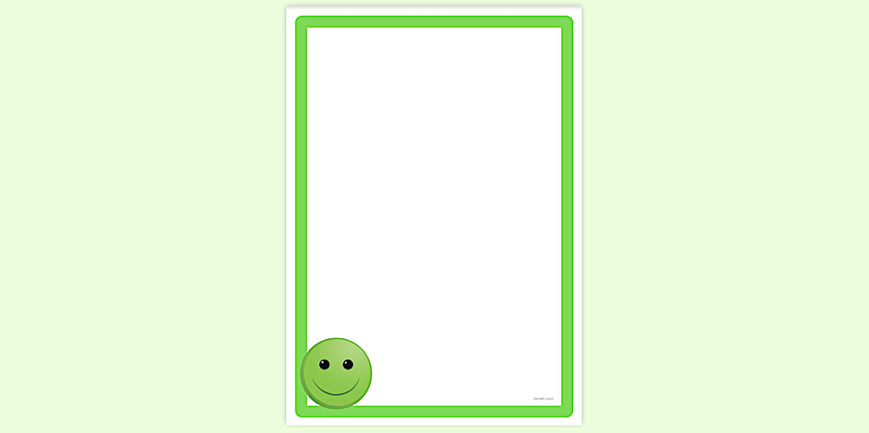 Green Smiley Face Page Border | Page Borders | Twinkl