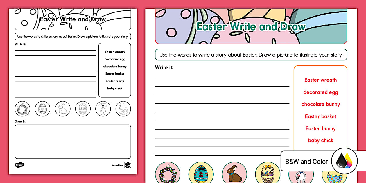First Grade Easter Write and Draw Worksheet (teacher made)