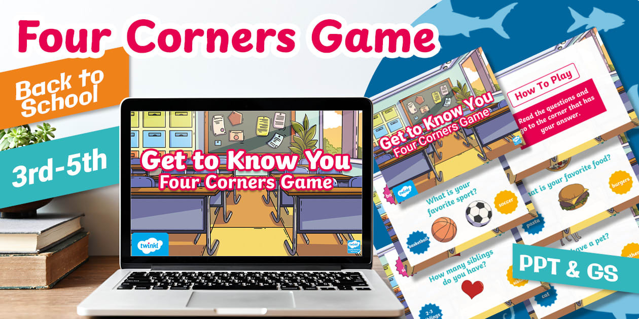 Back to School Four Corners Game PowerPoint & Google Slides
