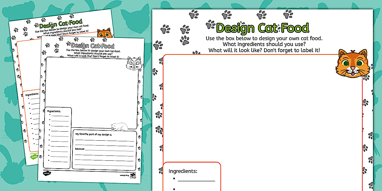 Design Cat Food Worksheet (teacher made) - Twinkl
