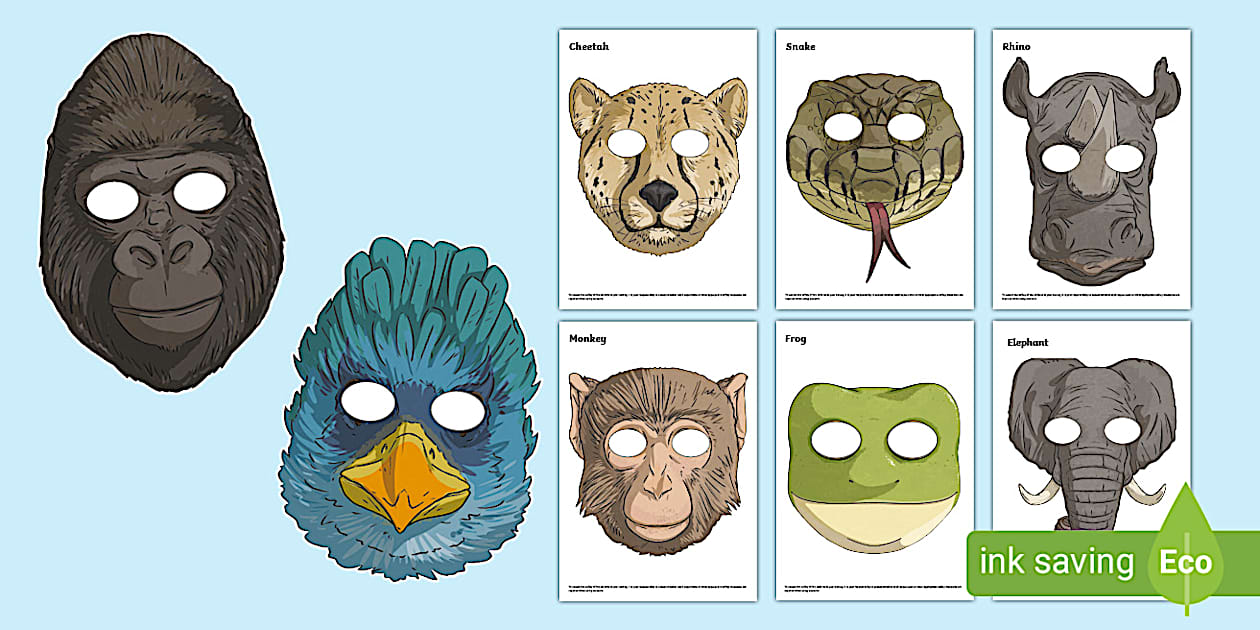 KS2 Jungle Animals Role-Play Masks (teacher made) - Twinkl