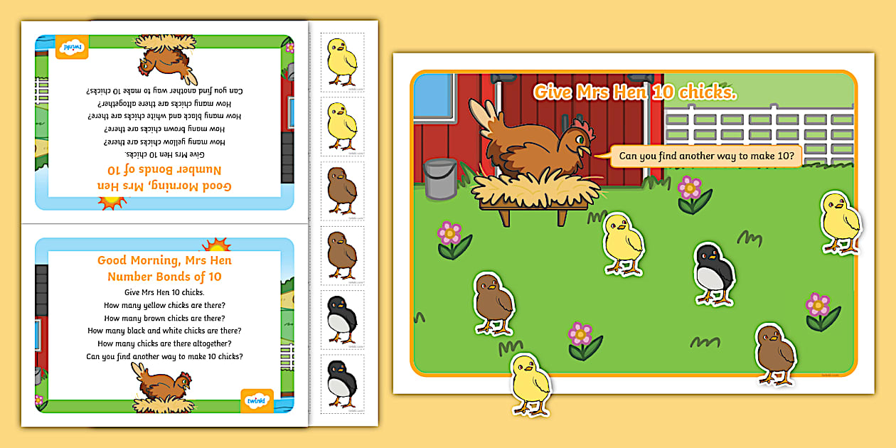 👉 Good Morning, Mrs Hen Number Bonds of 10 (3 Parts) Activity