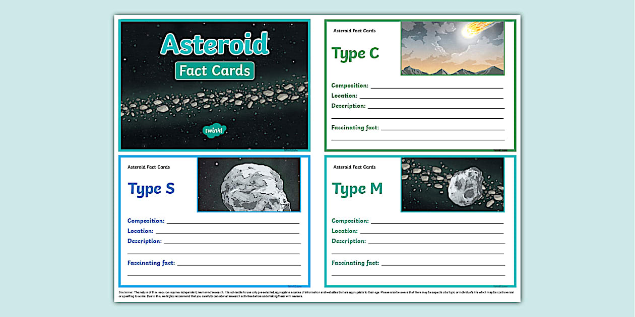 Asteroids Fact Cards Template (teacher made) - Twinkl
