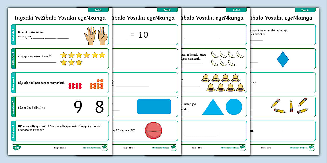 Ibanga 1 Imisebenzi YeZibalo: EyeNkanga Worksheets - Twinkl
