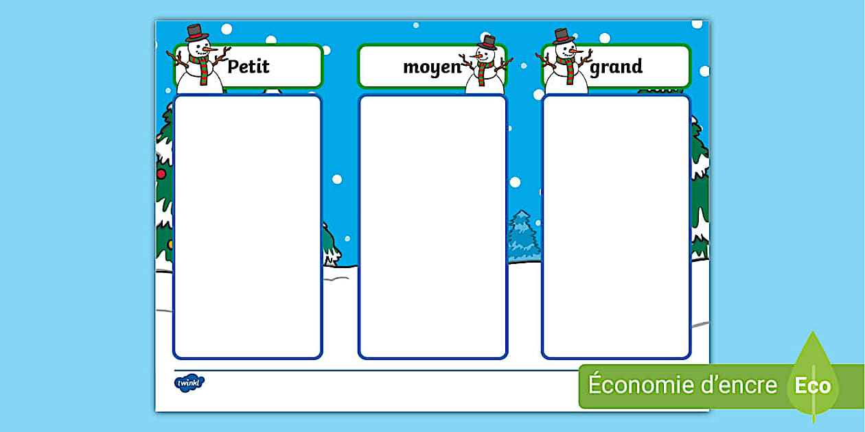 Petit, moyen, grand - maternelle