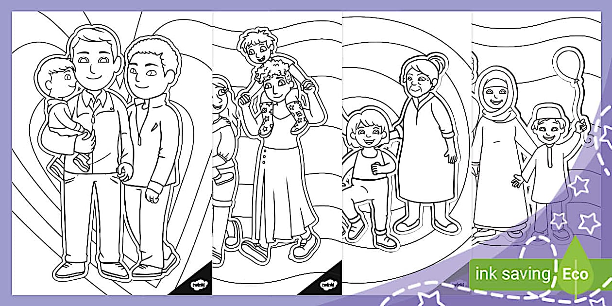 Families Colouring Pages (Ages 5 - 7) (teacher made)