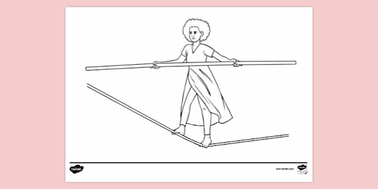 Tightrope Walker Colouring Sheet | Colouring Sheets - Twinkl