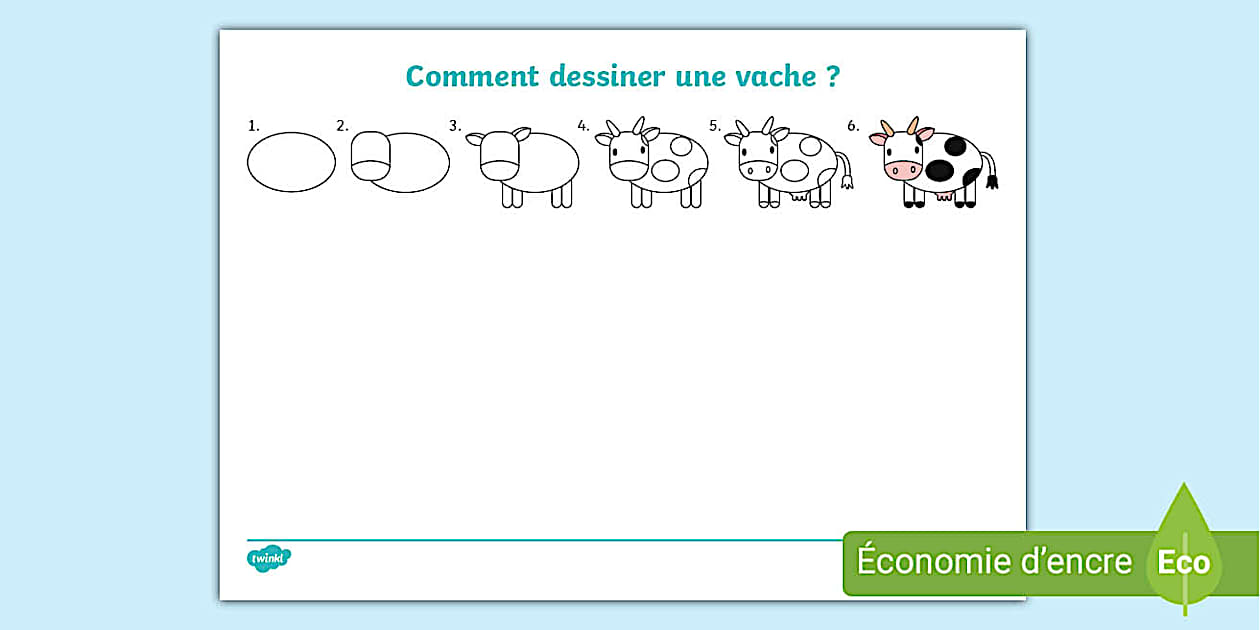 Comment dessiner une vache (teacher made) - Twinkl
