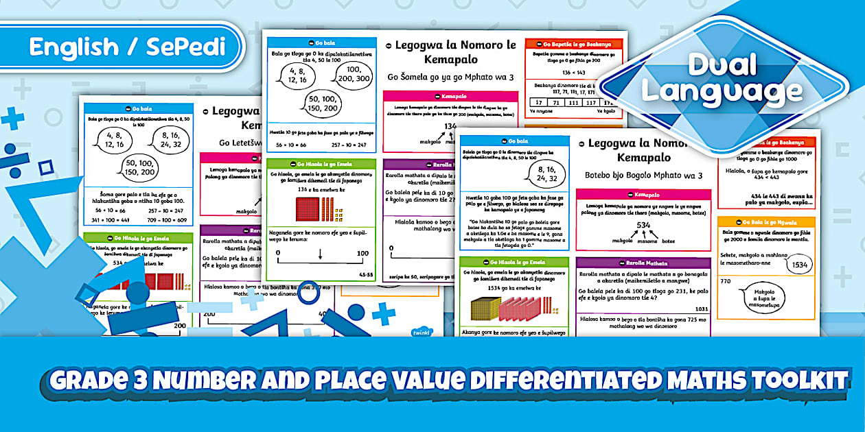 Grade 3 Number and Place Value Differentiated Maths Toolkit Sepedi/English