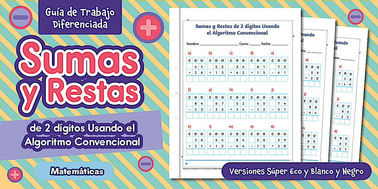 Guía | Sumas y Restas 2 dígitos | Matemáticas | 2° Básico