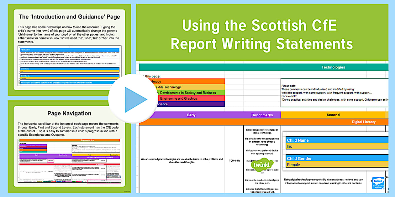 CfE Scottish Report Statements PowerPoint Guide - Twinkl