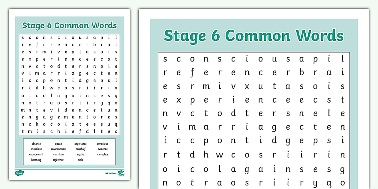 Stage 6 Common Words Word Search (Teacher-Made) - Twinkl