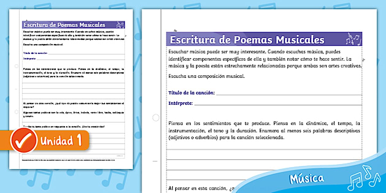 Guía | Trabajo | Poema Musical | Música | - Twinkl