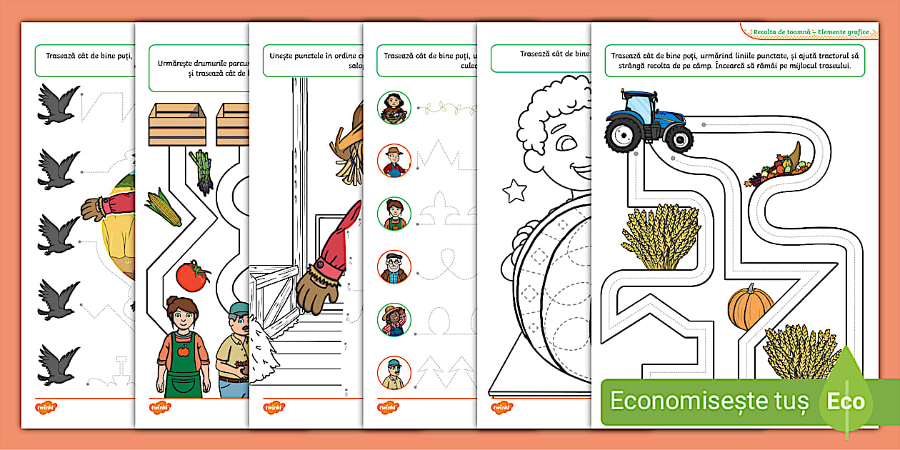Recolta de toamnă – Fișe cu elemente grafice - Twinkl