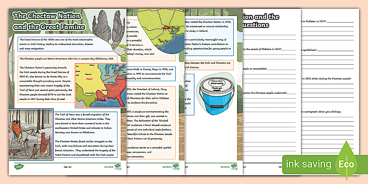 The Choctaw Nation and the Great Famine (Reading Comprehension)