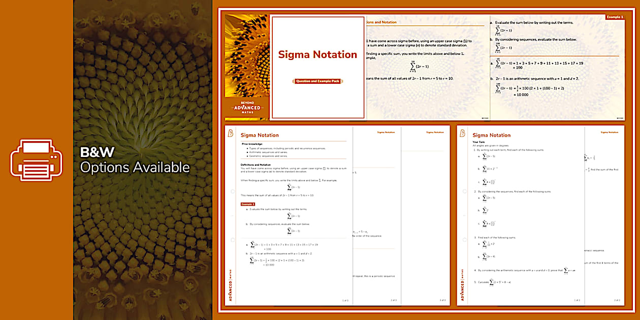 👉 Sigma Notation Question and Example Pack (teacher made)