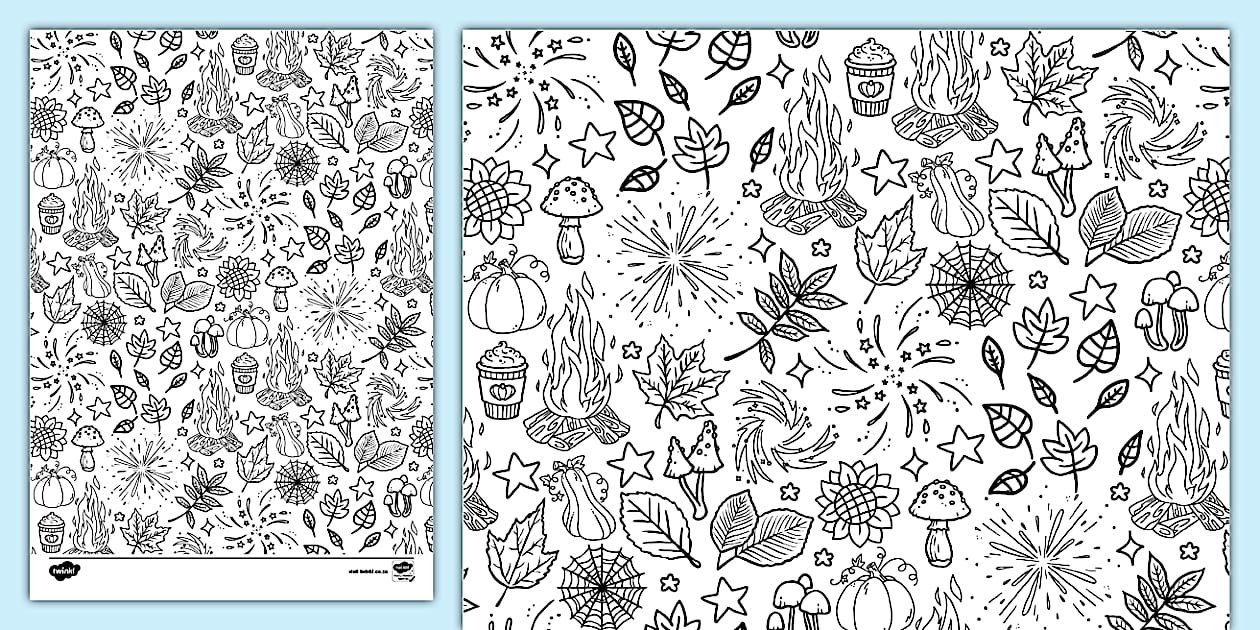 Autumn Doodle Colouring (teacher made) - Twinkl