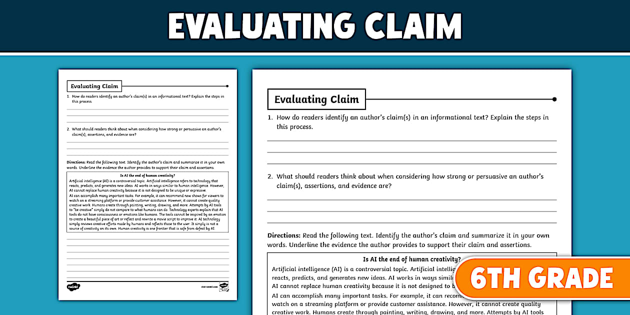 Sixth Grade Evaluating Claim in Inform Text Quiz - Twinkl
