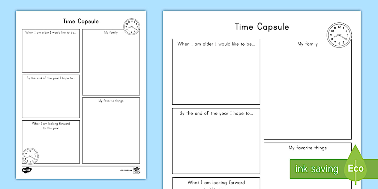 Time Capsule Writing Worksheet for K-2nd Grade - Twinkl