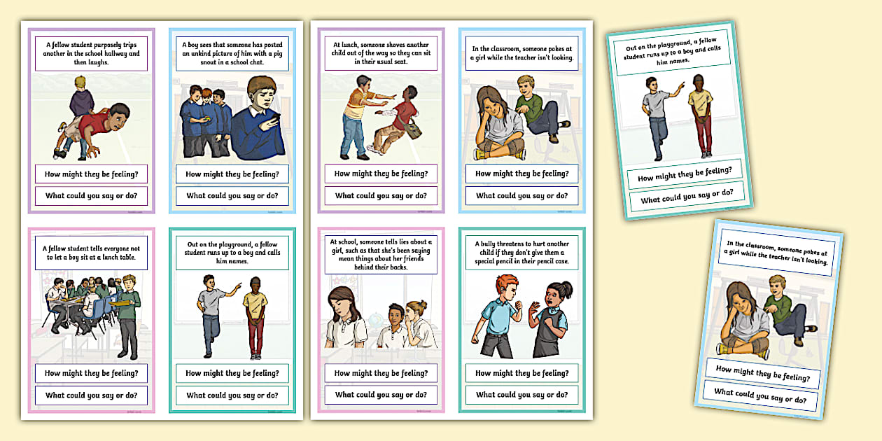 Anti-Bullying Situations Freeze Frame Drama Flashcards