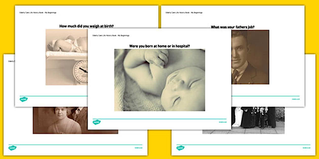 Black and White Elderly Care Life History Book My Beginnings Picture ...