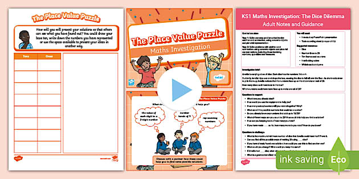 👉 KS1 Maths Investigation: Place Value Puzzle Teaching Pack