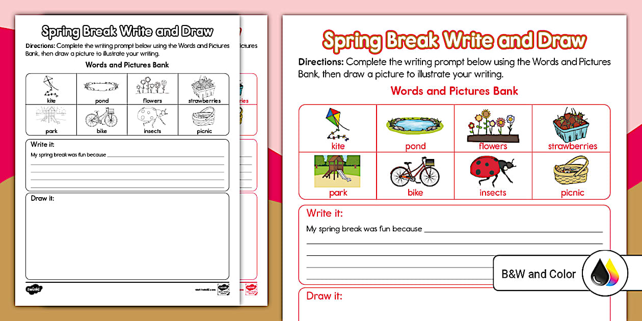 Spring Break Writing Activity for Kindergarten | Twinkl USA