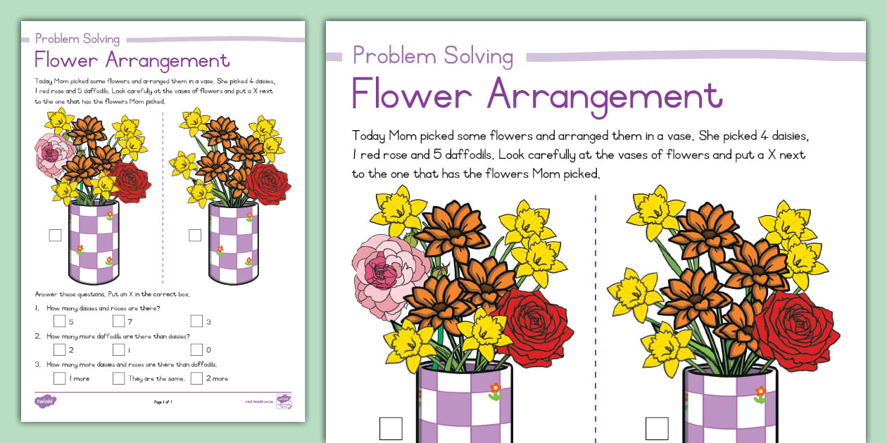 Grade R Problem Solving - Flower Arranging - Twinkl