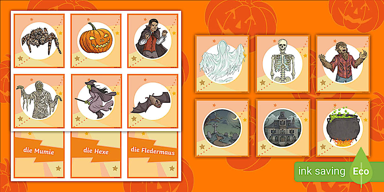 👉 German Halloween Matching Cards (teacher made) - Twinkl