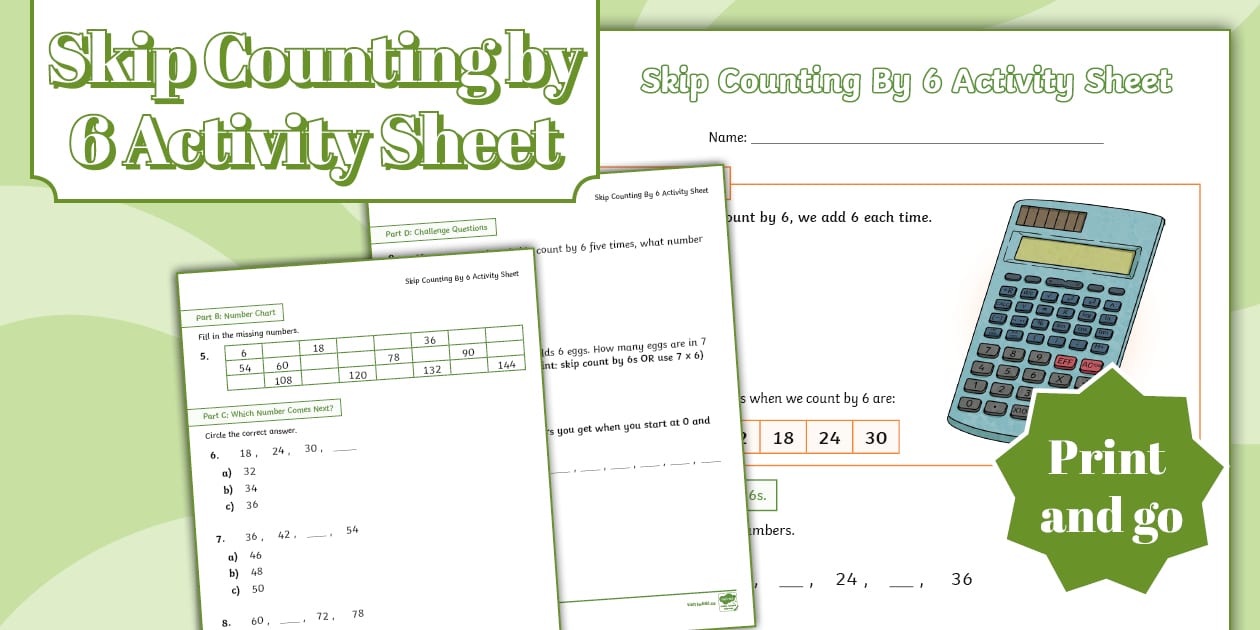 Skip Counting by 6 Activity Sheet