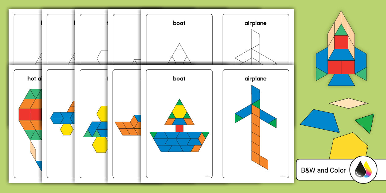 Transportation Pattern Block Cards (teacher made) - Twinkl