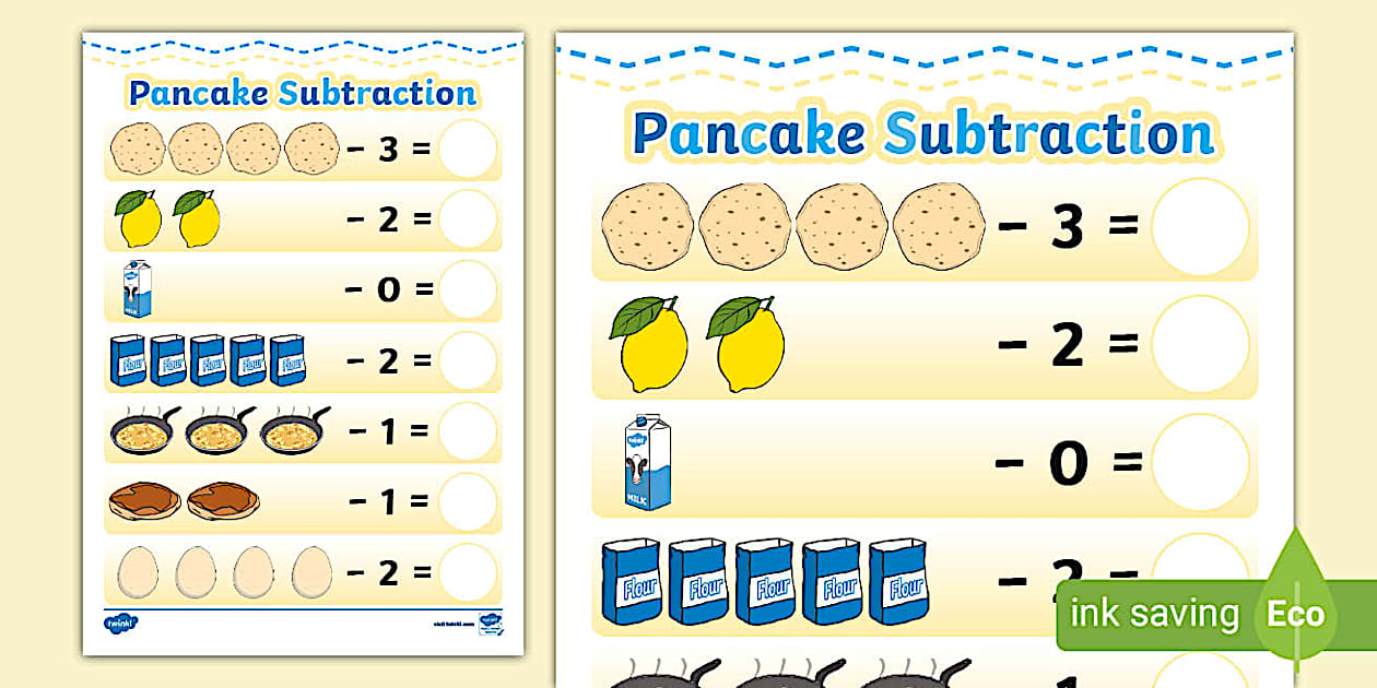 👉 Pancake-Themed Subtraction with Pictures Activity - Twinkl