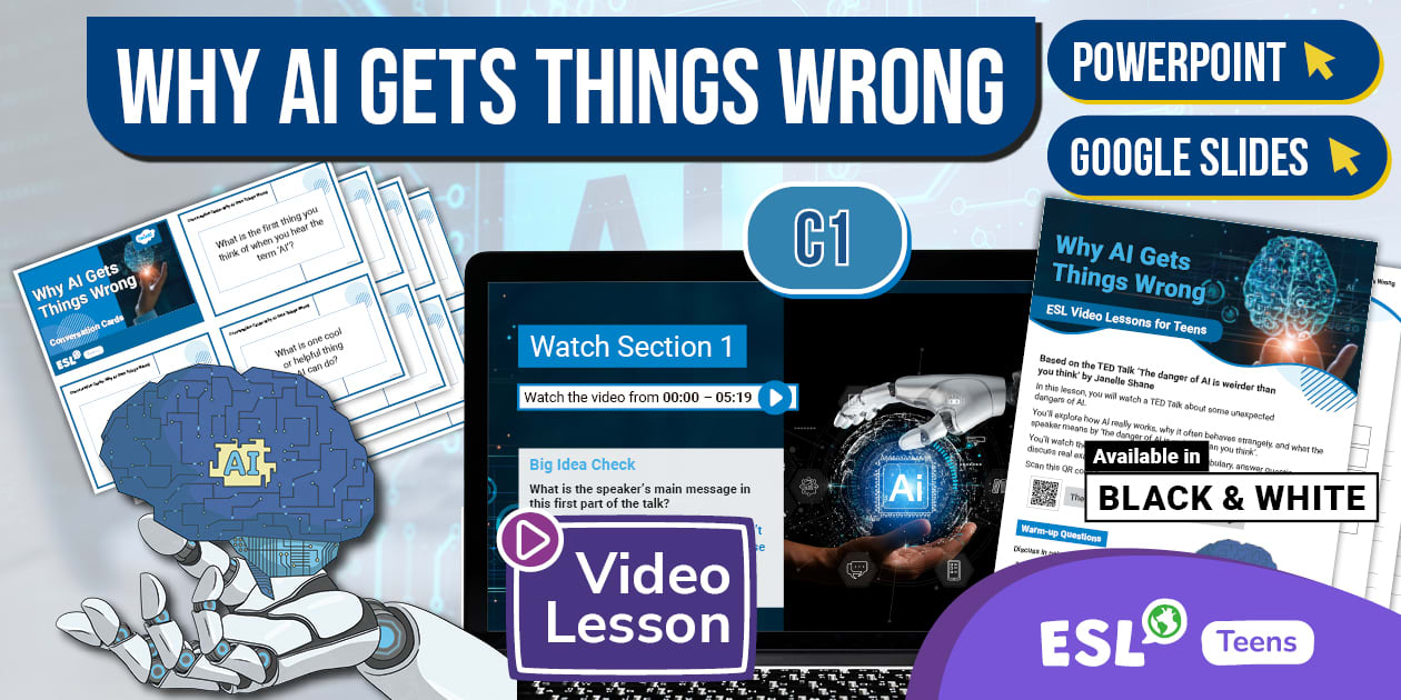 ESL Video Lesson on why AI gets things wrong for C1 teens