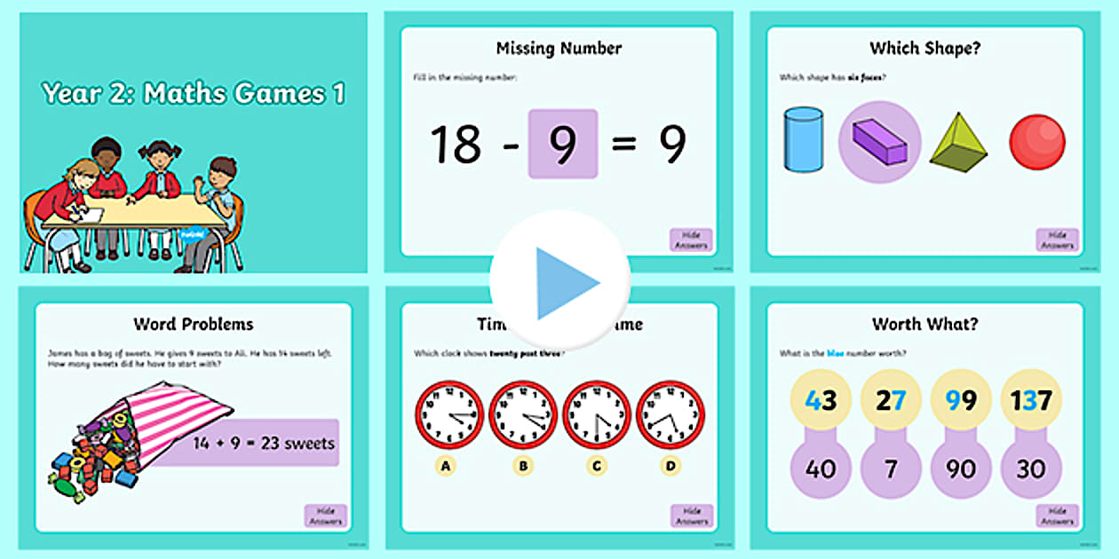 Year 2 Maths SATs Revision Games Powerpoint - Twinkl