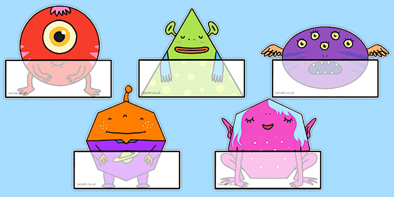 Editable 2D Shape Aliens Self-Registration Labels - Twinkl