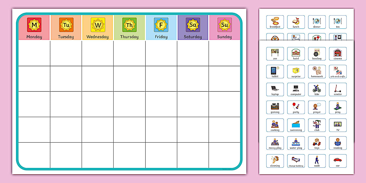 Twinkl Symbols: Weekly Planner (teacher made) - Twinkl