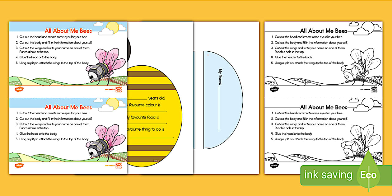 All About Me Bee Craft - Grades K-3
