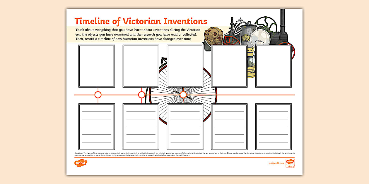 Victorian Inventions Timeline Worksheet (teacher made)