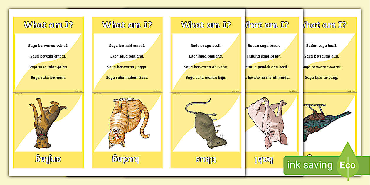Editable What Am I? Animals Guessing Game Indonesian
