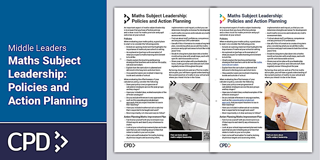 Maths Subject Leadership: Policies and Action Planning CPD