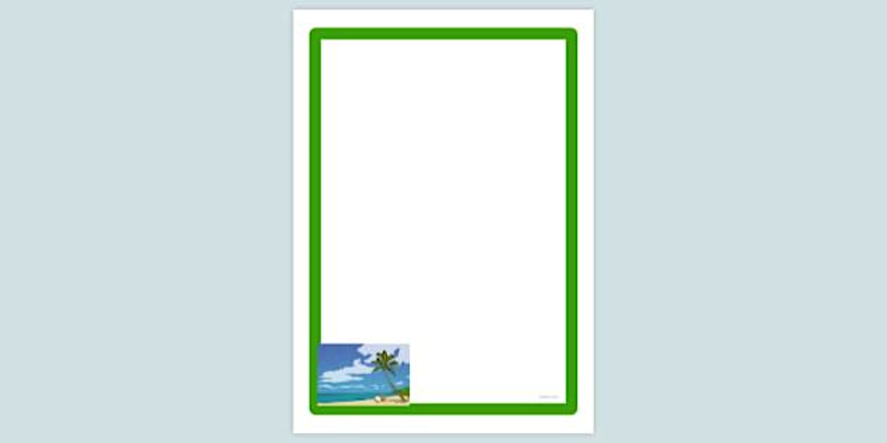 Palm Tree with Coconut on Beach Page Border | Page Borders