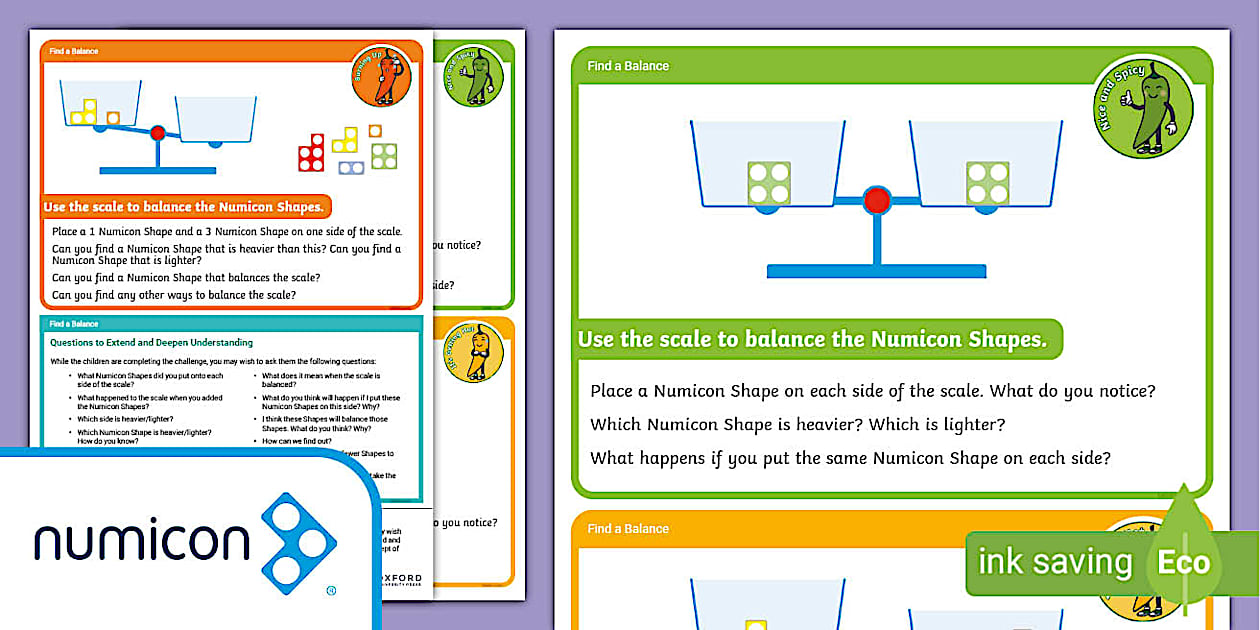 👉 Kindergarten Maths Balance Chilli Challenges Weighing Numicon Shapes