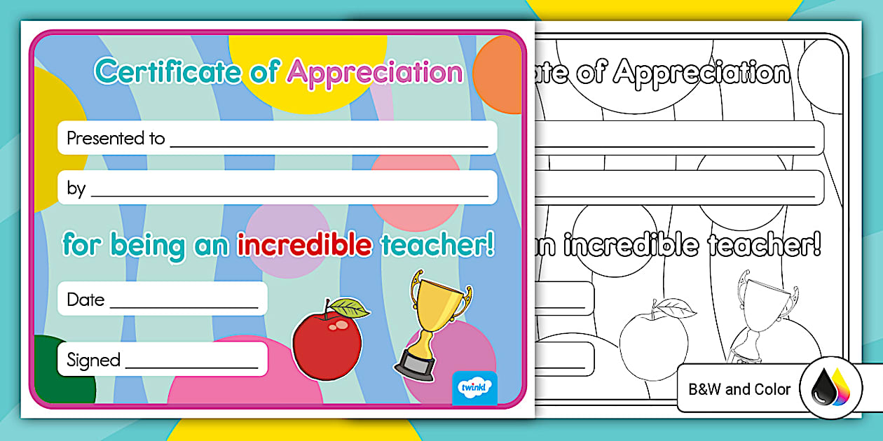 Teacher Appreciation Certificate for 3rd Grade | Twinkl USA